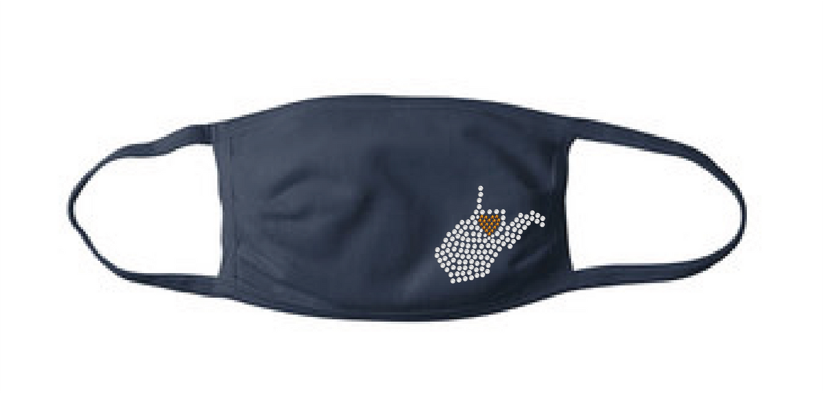 WVU Mask With Bling State Outline – Mountaineer World